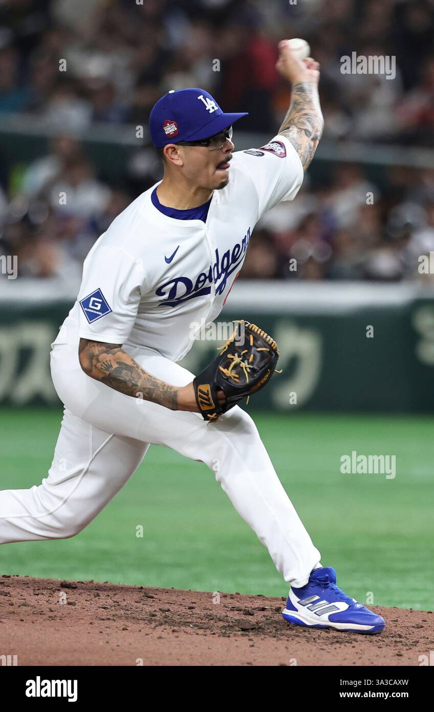Los Angeles Dodgers' pitcher Anthony Banda pitches in the fourth inning ...