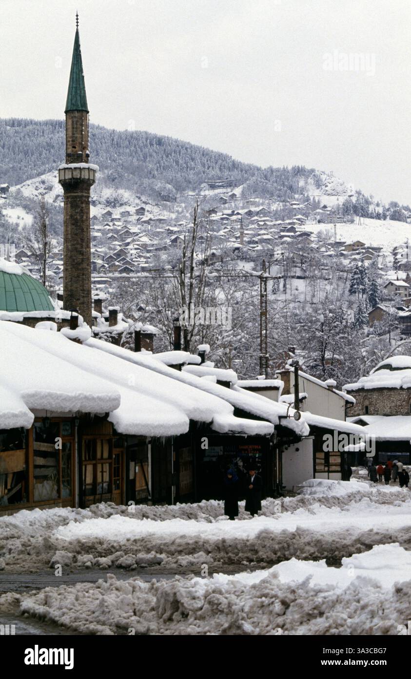 28th March 1993 During the Siege of Sarajevo: the minaret of the ...