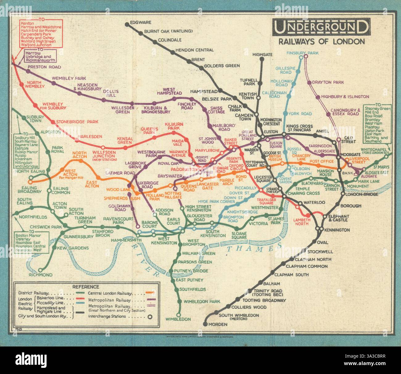LONDON UNDERGROUND tube map plan diagram. STINGEMORE 1929 old vintage ...