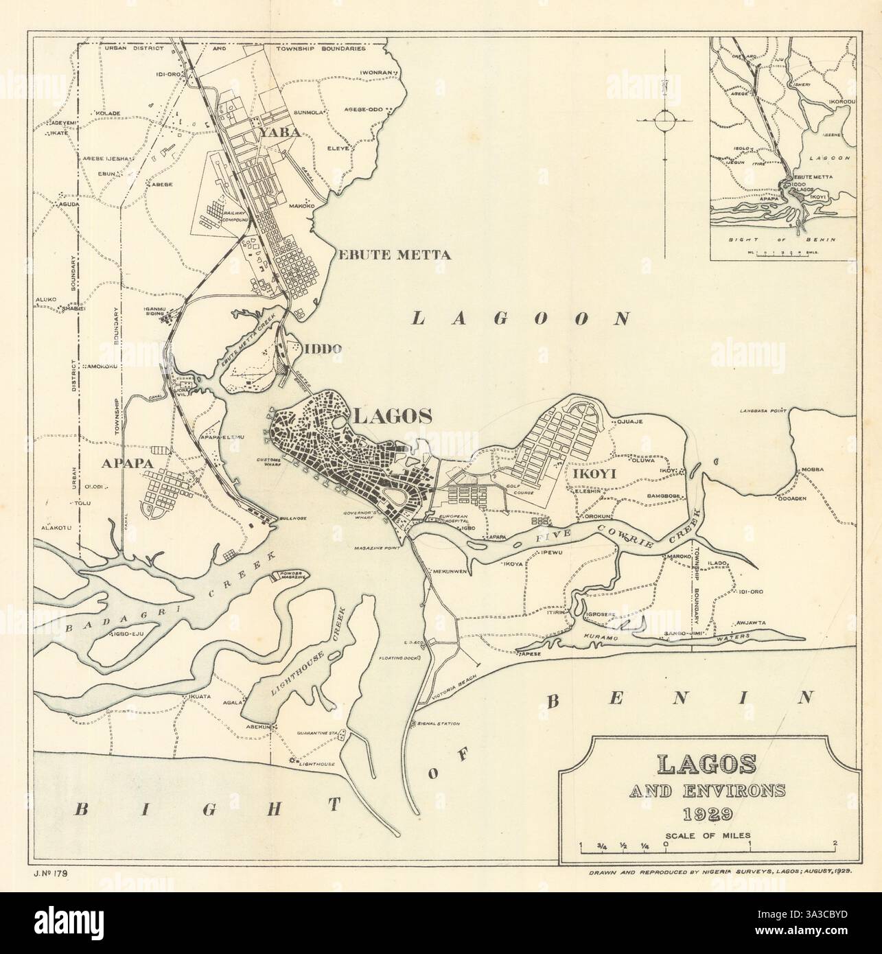 Lagos and Environs city plan 1929 old vintage map chart Stock Photo - Alamy