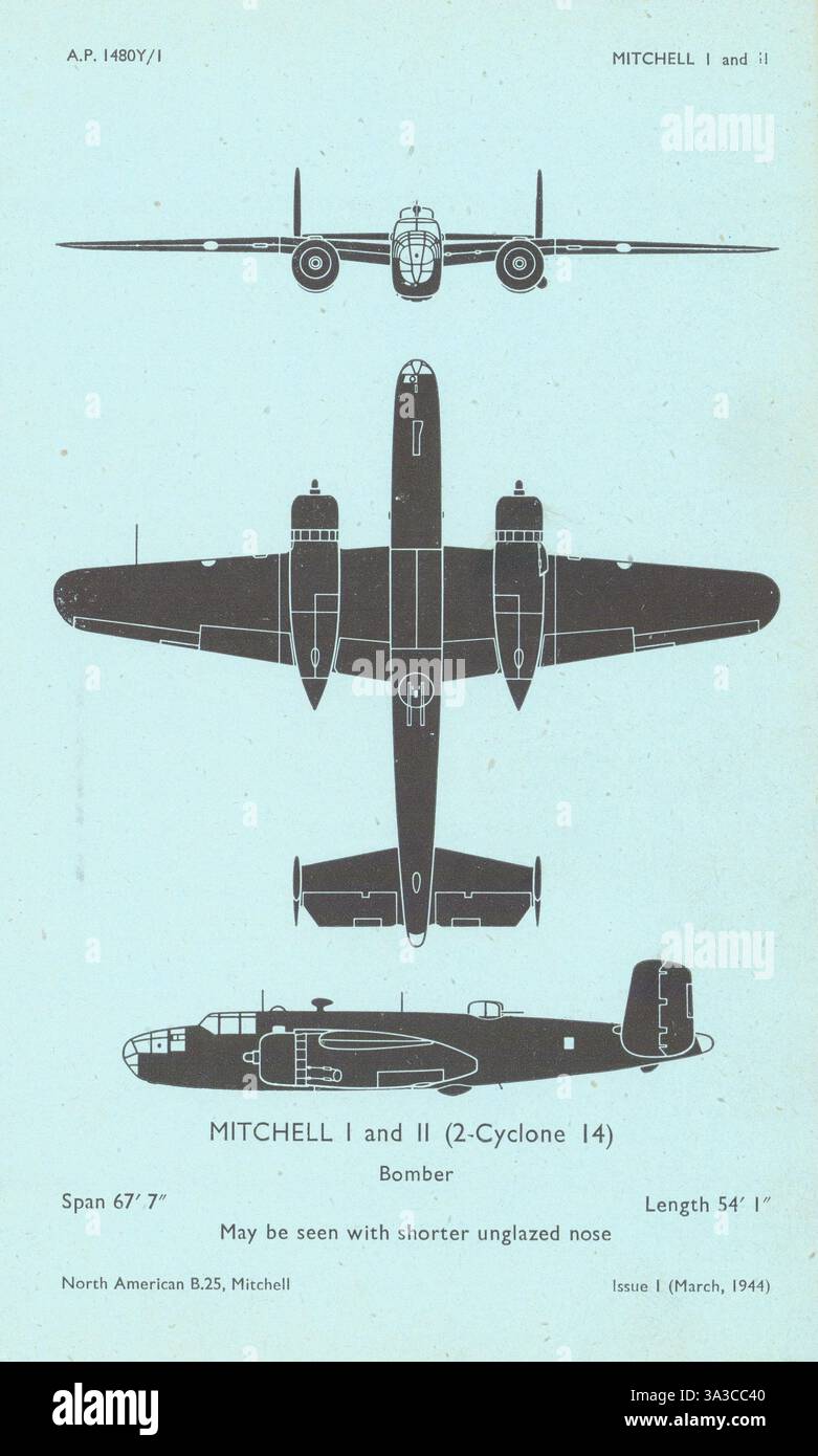 North American B-25 Mitchell I & II Bomber. Aircraft recognition ...