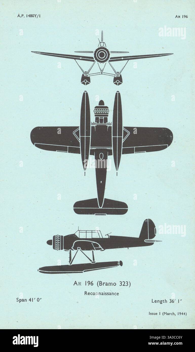 Arado AR 196 Reconnaisance. Air Ministry aircraft recognition profile ...