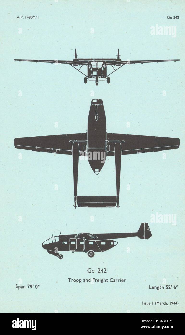Gotha Go 242 Troop & Freight Carrier. Aircraft recognition profile 1944 ...