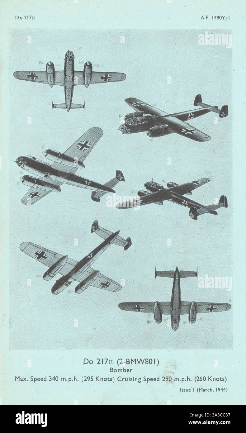 Dornier Do 217E Bomber. Air Ministry aircraft recognition photos 1944 ...