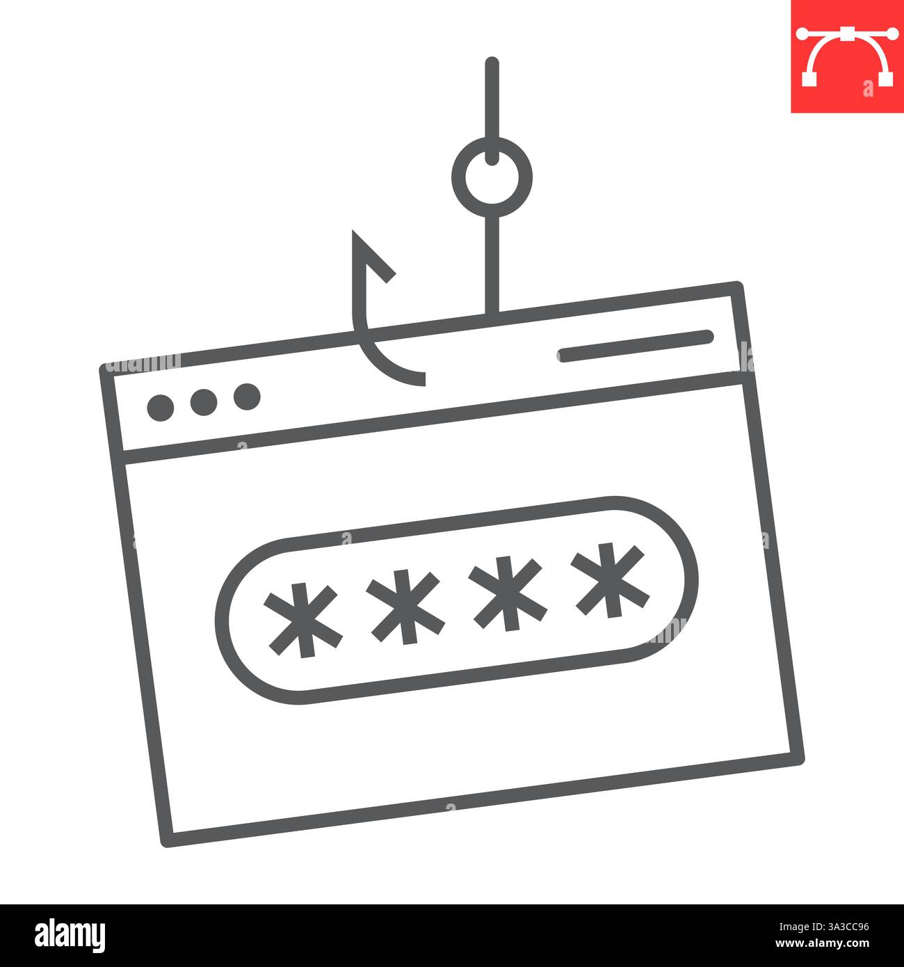 Password phishing line icon, security and scam, phishing vector icon ...
