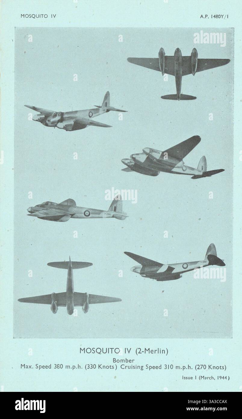 De Havilland Mosquito IV Bomber. Air Ministry aircraft recognition ...