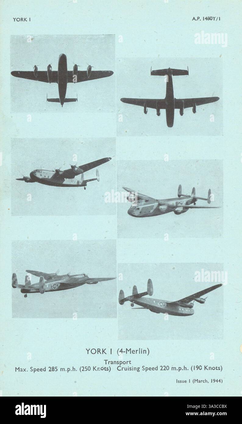 Avro York I Transport. Air Ministry aircraft recognition photos 1944 ...