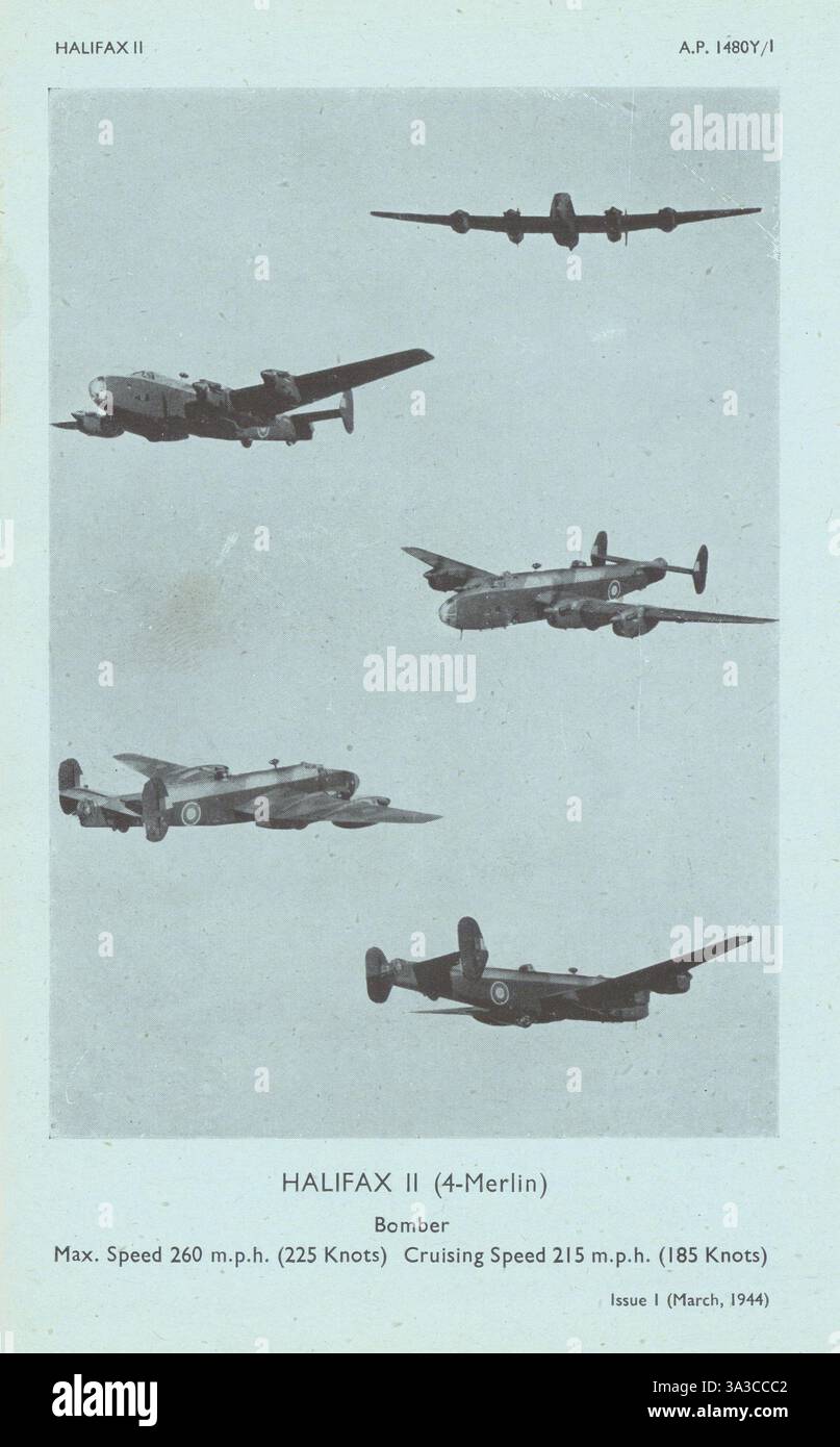 Handley Page Halifax II Bomber. Air Ministry aircraft recognition ...
