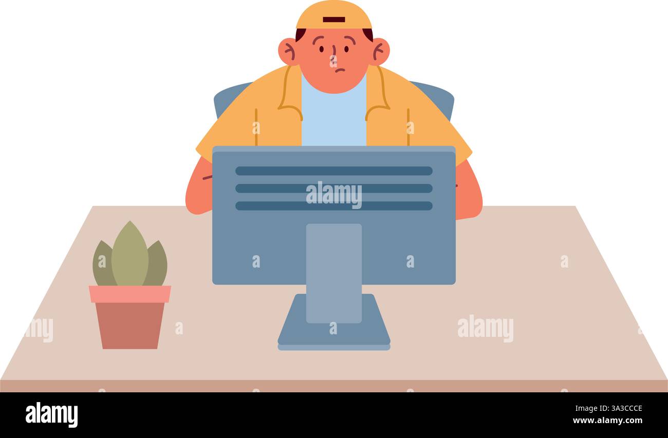 Student on Computer Monitor Stock Vector Image & Art - Alamy