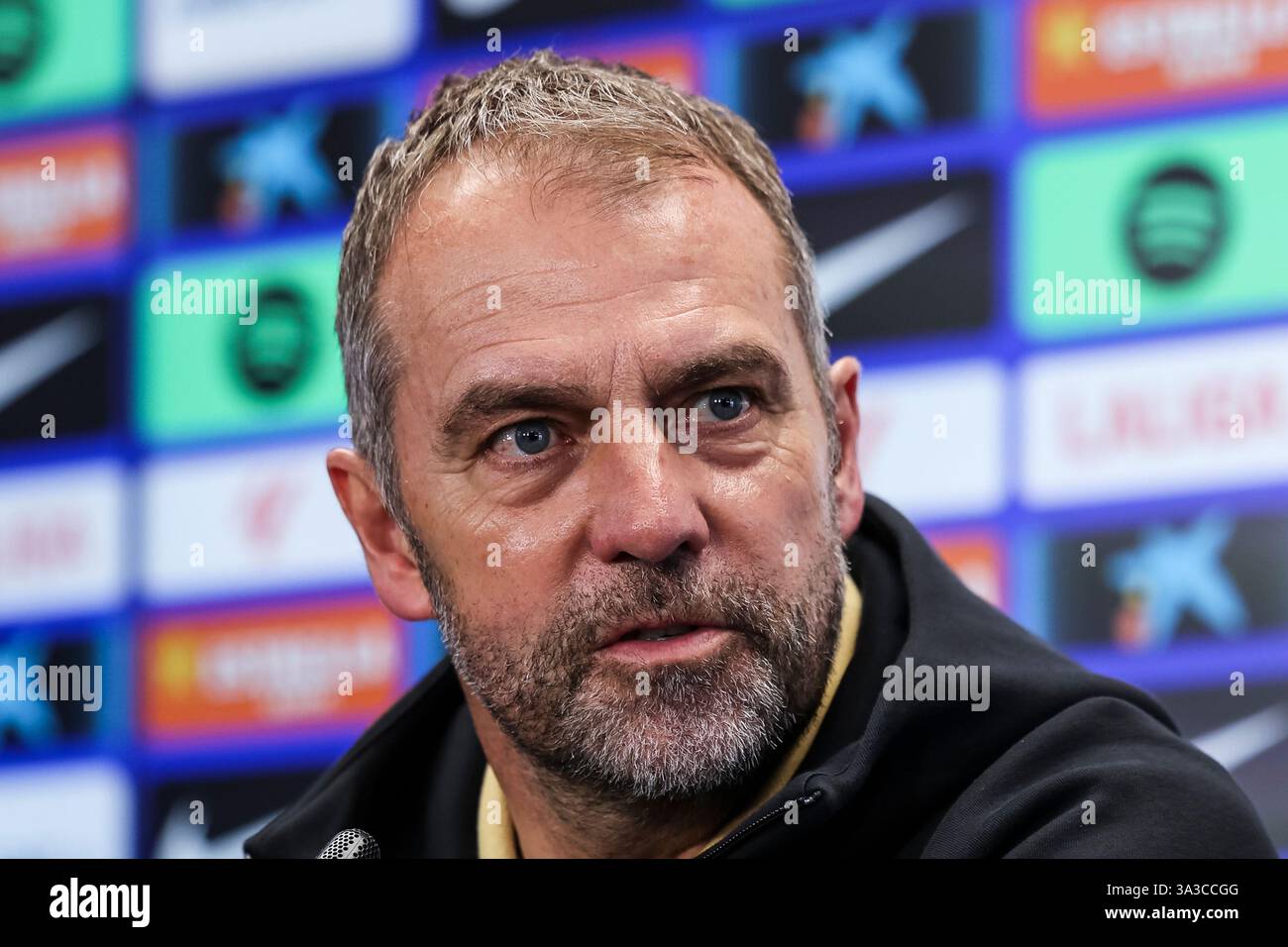 Hansi Flick, head coach of FC Barcelona attends his press conference ...