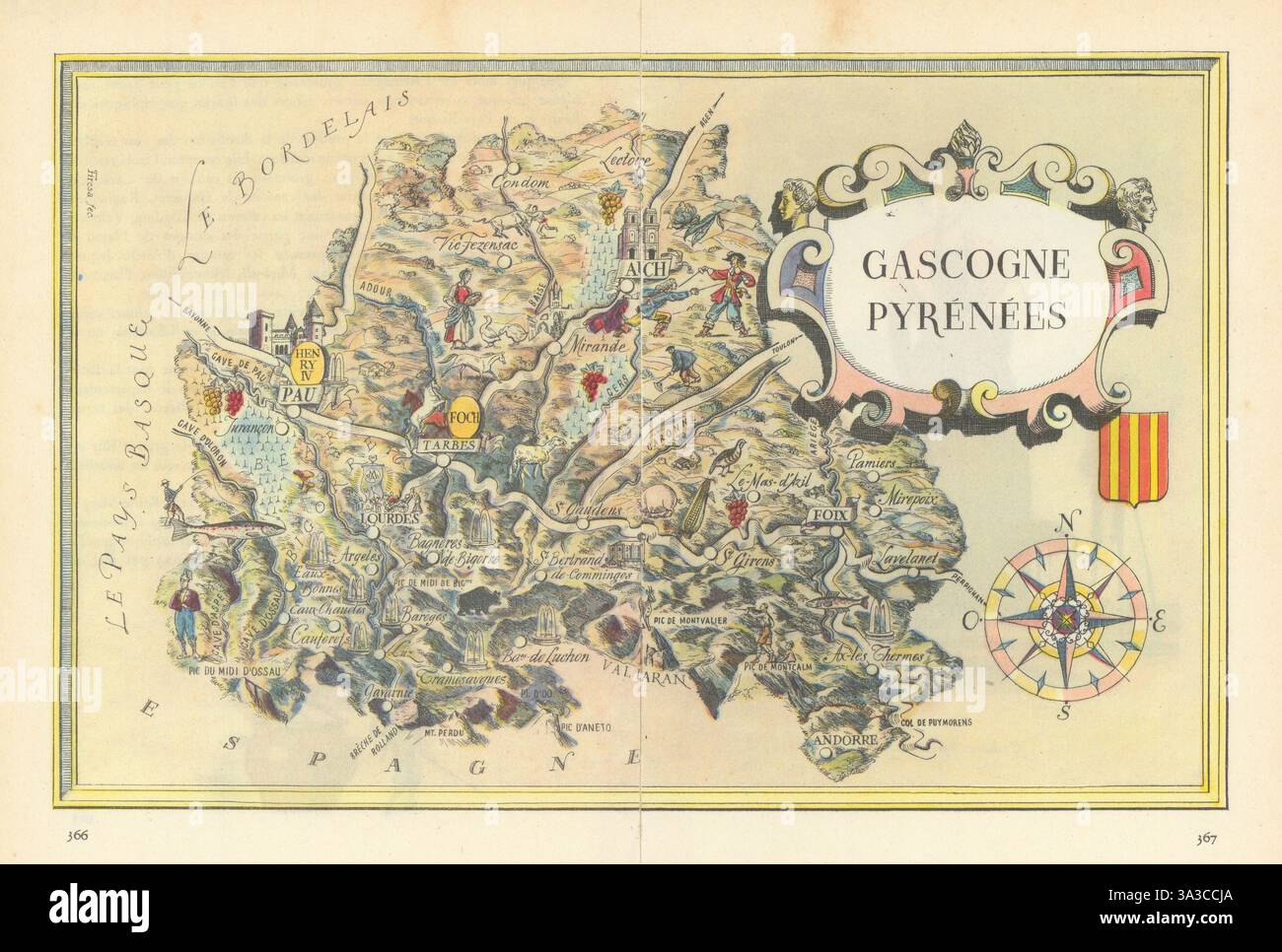 Gascogne - Pyrénées pictorial wine region map by Laszlo Fircsa ...