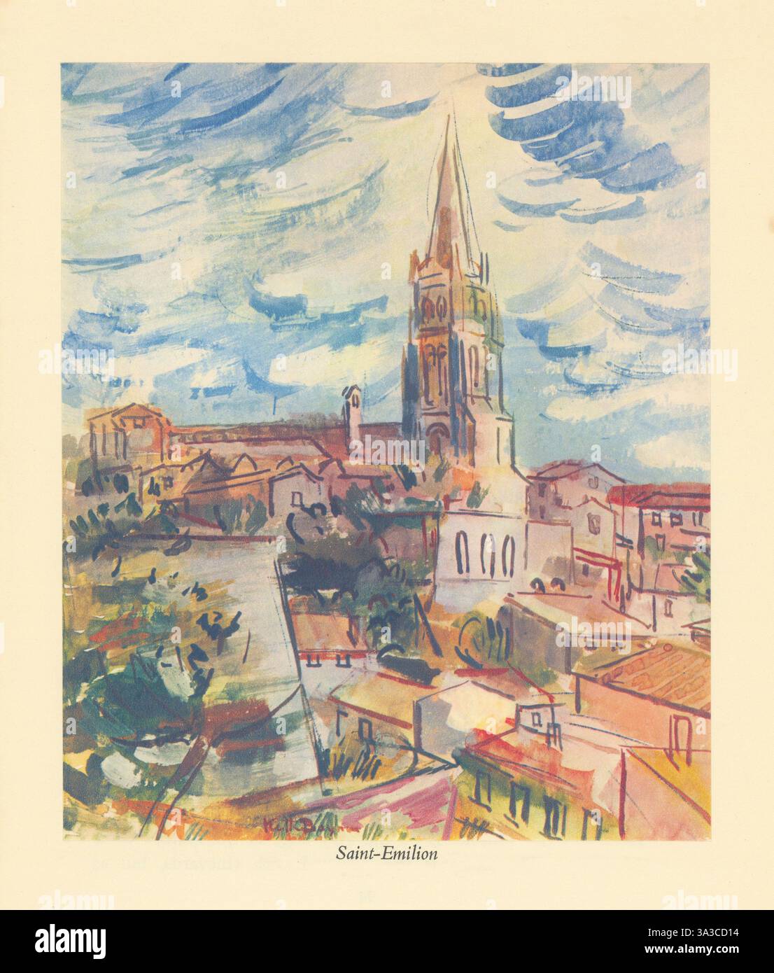 Saint-Emilion by Keith Baynes. Gironde Bordeaux 1950 old vintage map ...