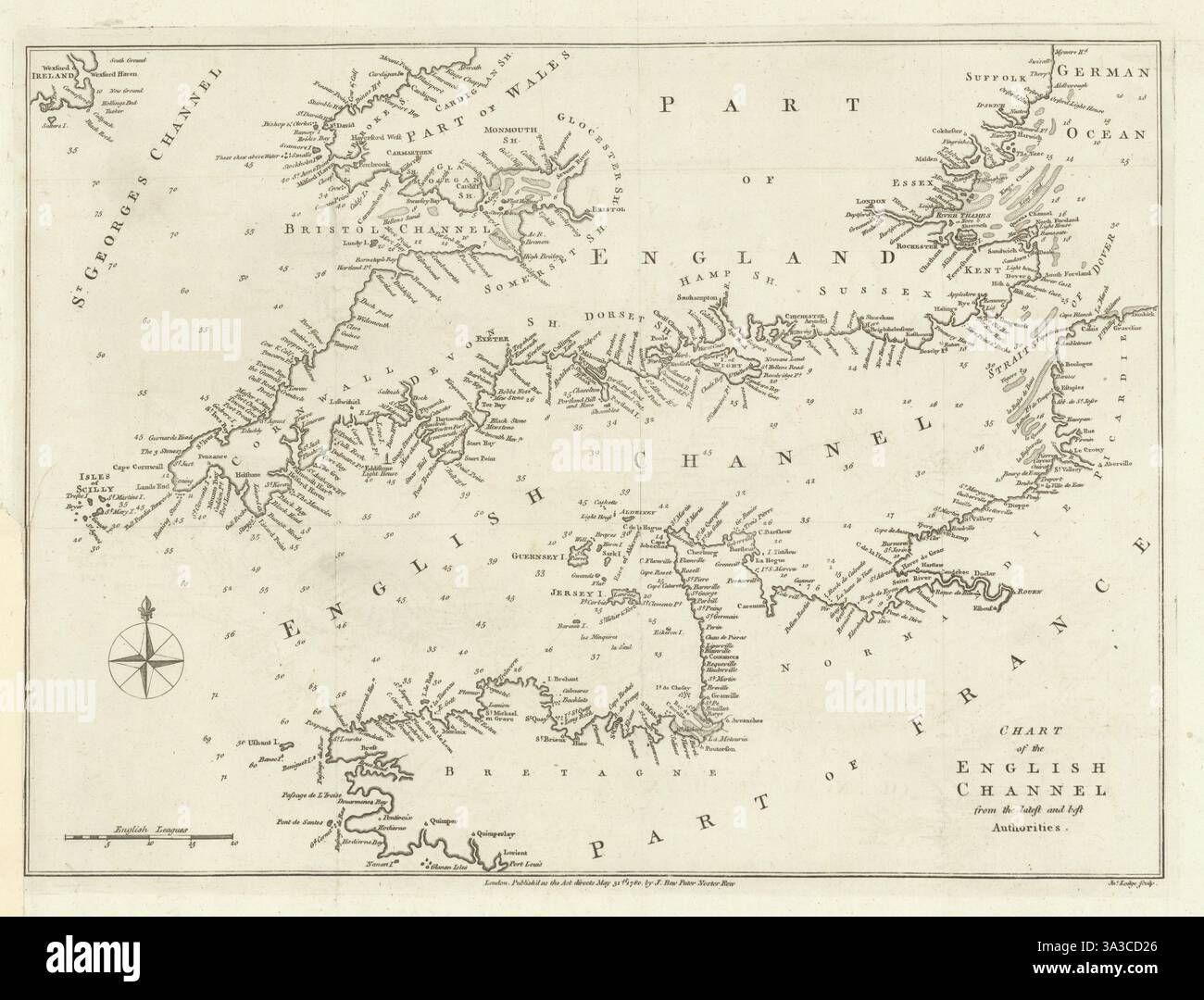 Chart of the English Channel from the latest… authorities by John Lodge ...