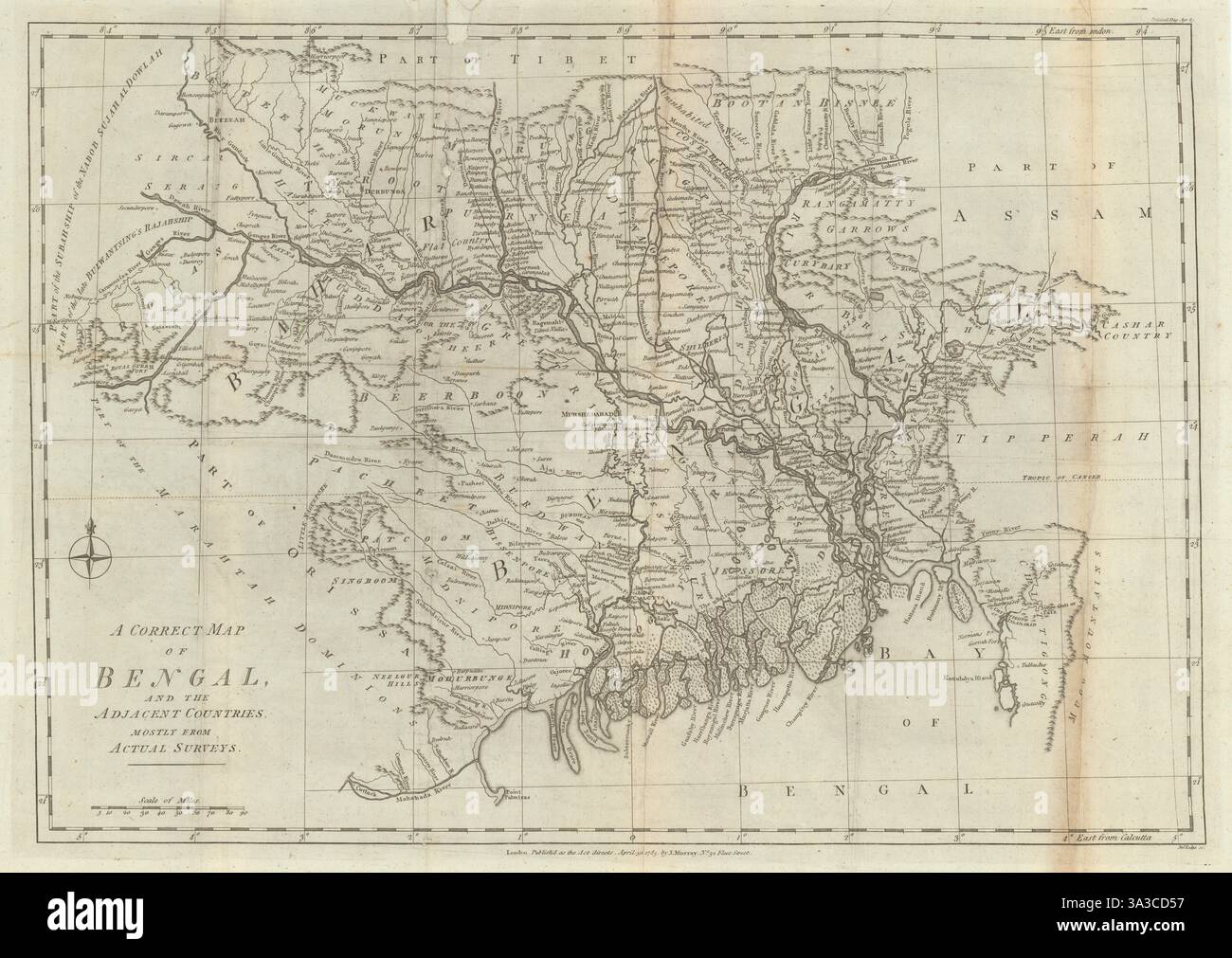 A Correct Map of Bengal and the Adjacent Countries… by John Lodge 1785 ...
