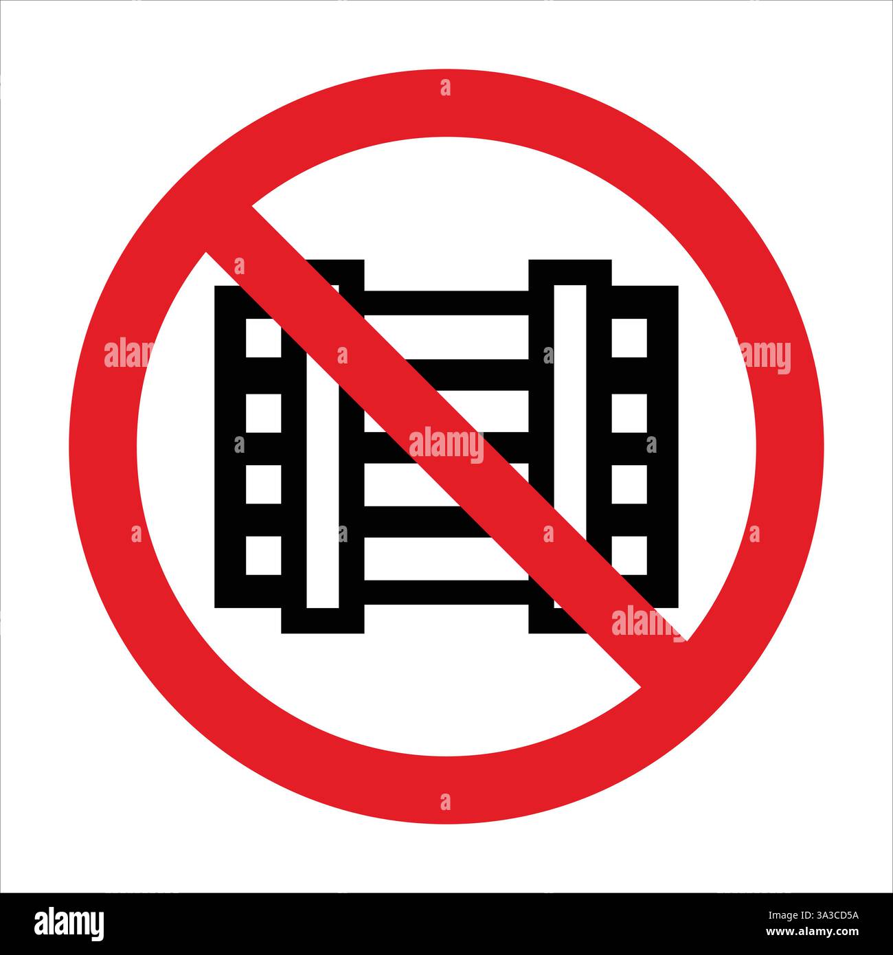 Red prohibition sign isolating building icon, warning about building ...