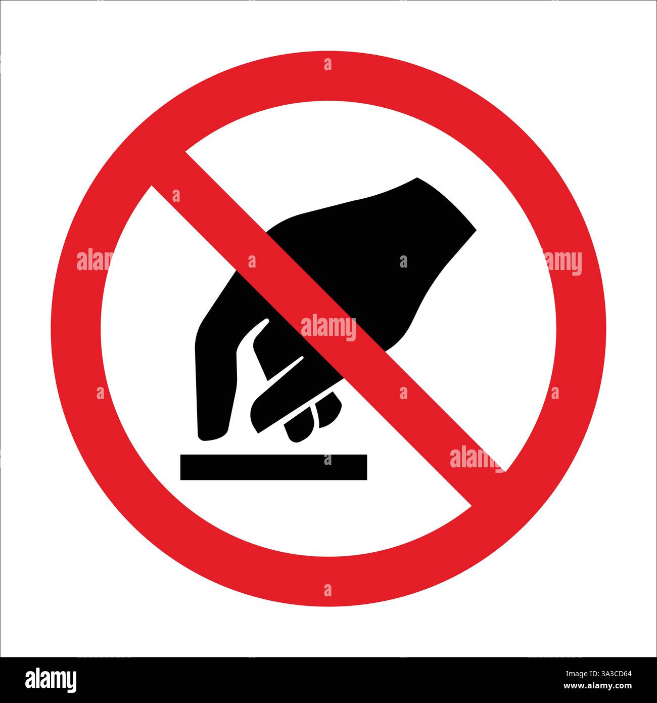 Prohibition sign preventing people from touching a surface, conveying ...