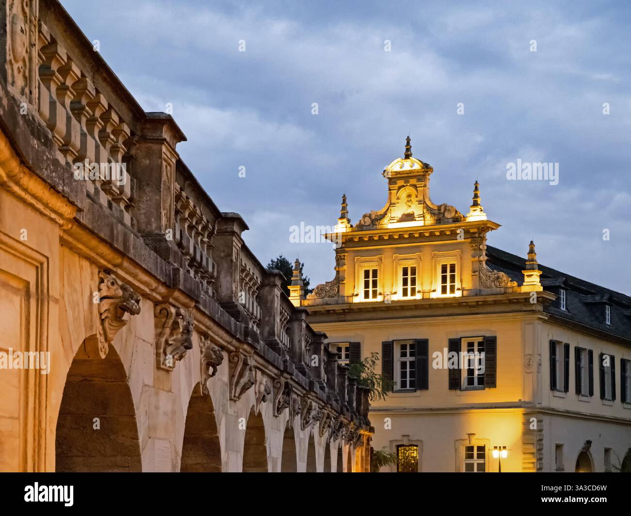 View of the arcades on the castle square and Ehrenburg Castle in the ...