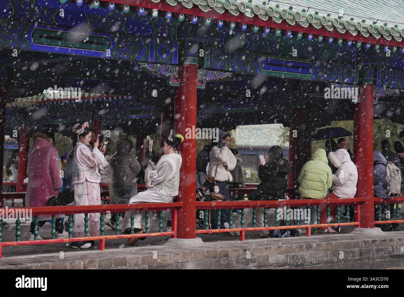 Beijing, China. 15th Mar, 2025. Tourists visit the Temple of Heaven ...