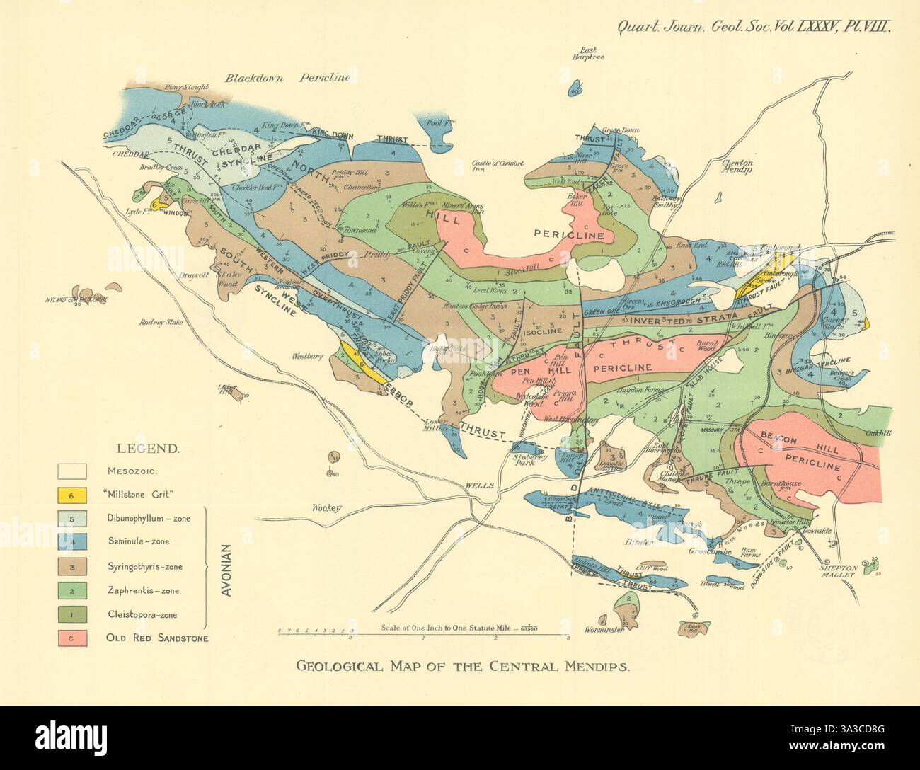 Geological map of the central Mendips. Francis Welch/Geological Society ...