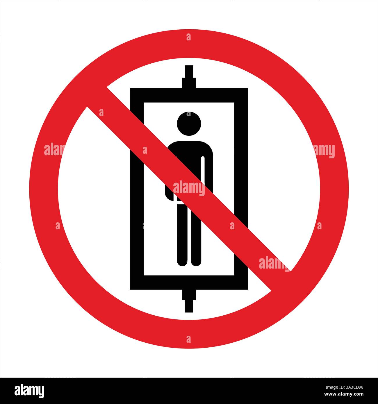 Red circle with diagonal line over elevator icon indicating prohibition ...