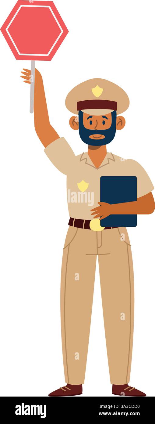 Indian Police with Stop Sign Stock Vector Image & Art - Alamy