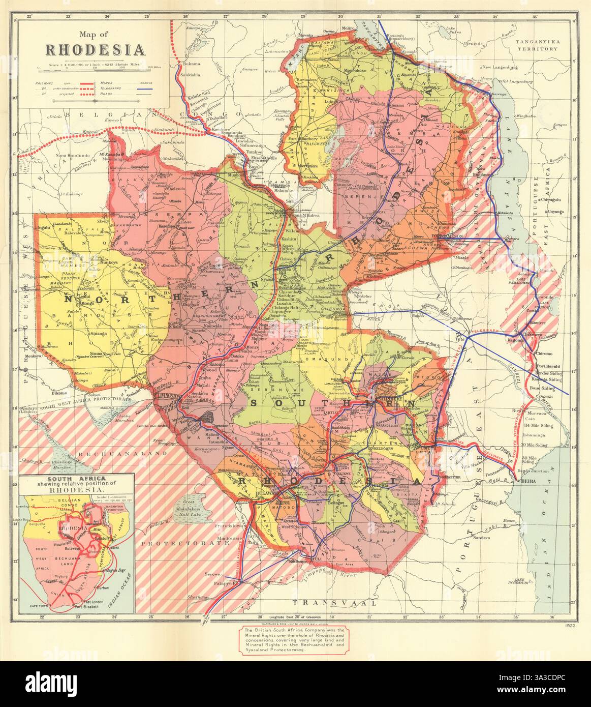 Rhodesia. British South Africa Co. Zimbabwe Zambia. Game Reserves Mines ...