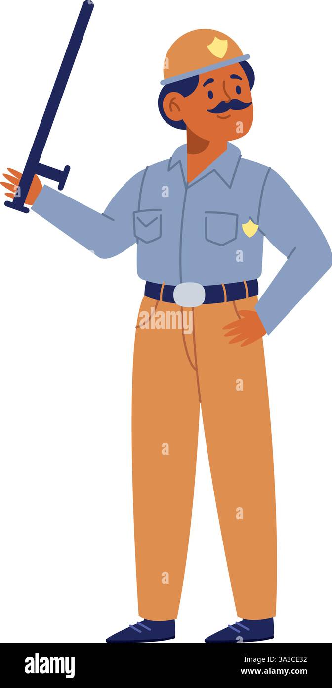 Indian Police Holding Baton Law Stock Vector Image & Art - Alamy
