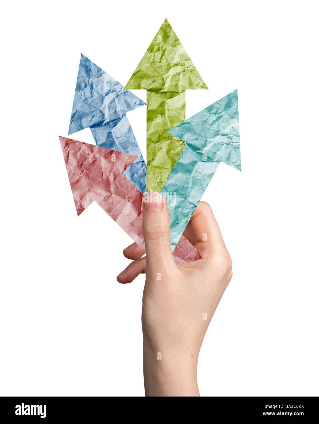 Concept of business growth and future success. Hand holding arrow ...