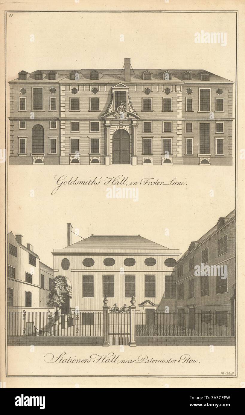 Goldsmiths' Hall, Foster Lane & Stationers Hall, Paternoster Row 1760 ...