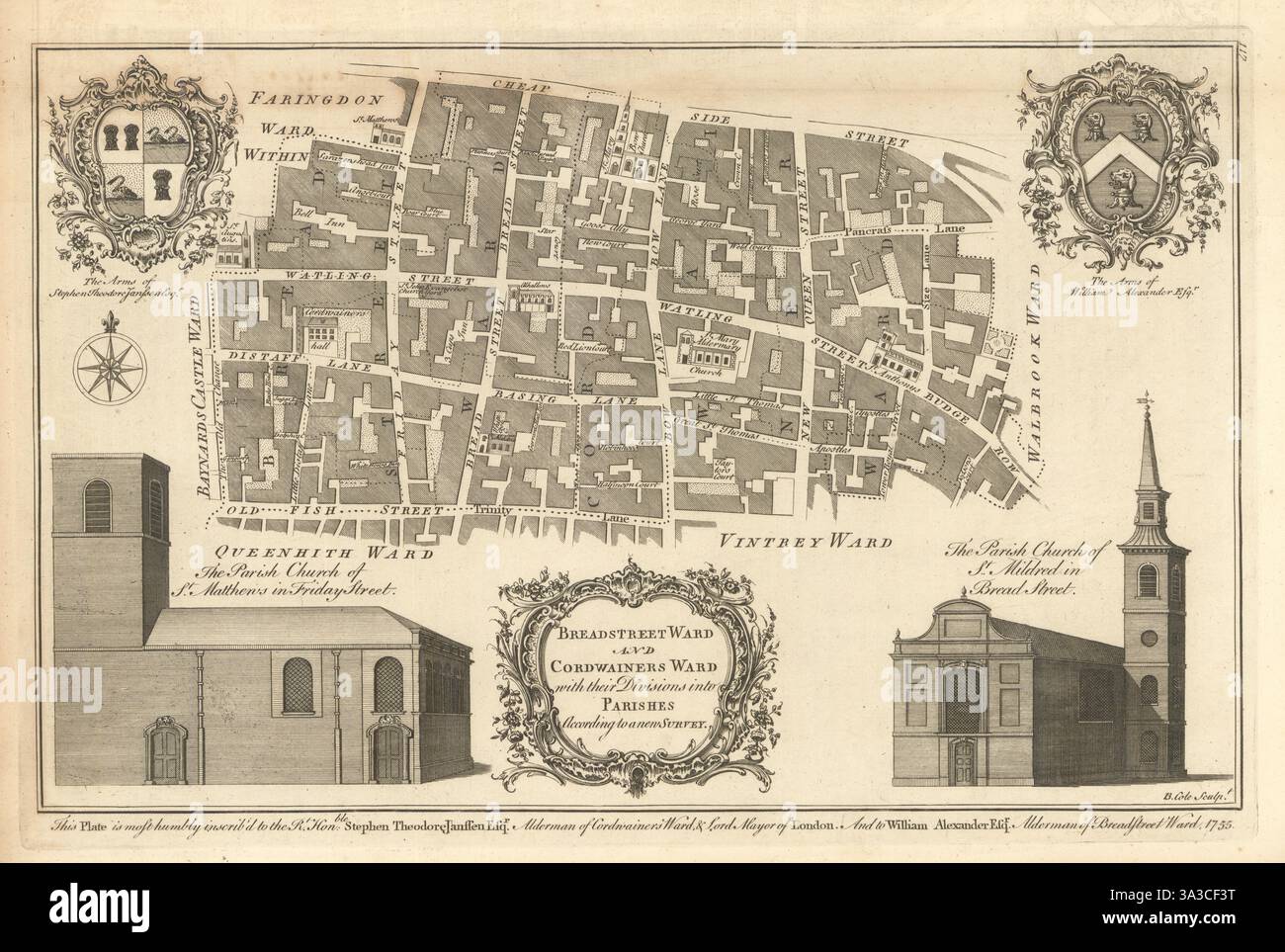 Breadstreet Ward and Cordwainers Ward… City of London. COLE 1760 old ...