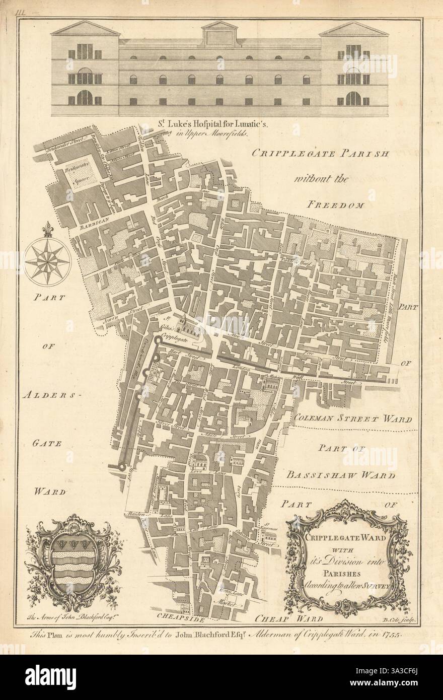 Cripplegate Ward with its divisions into parishes… City of London. COLE ...