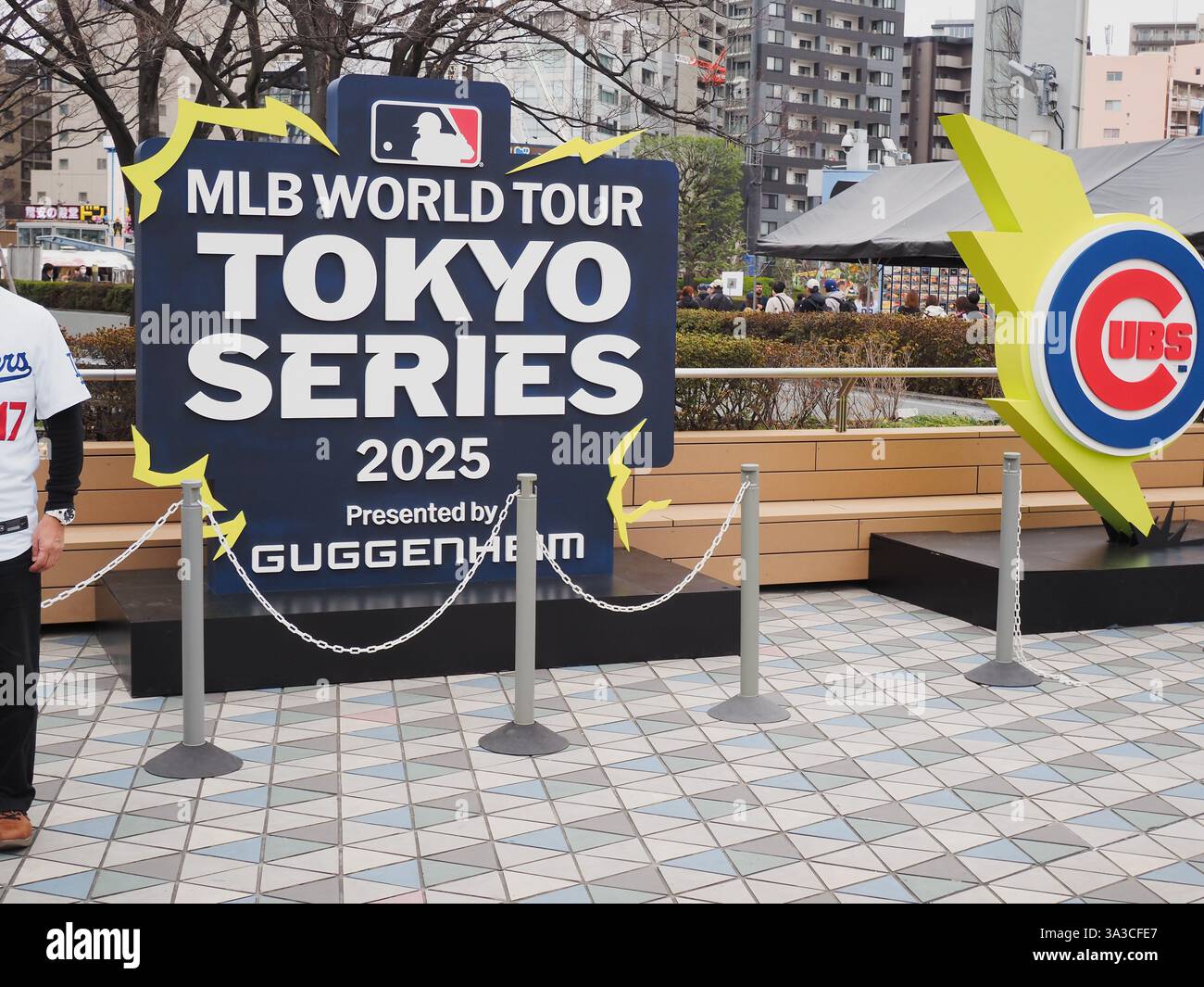 TOKYO, JAPAN - March 15, 2025: A NBL Tokyo Series sign and a Chicago ...