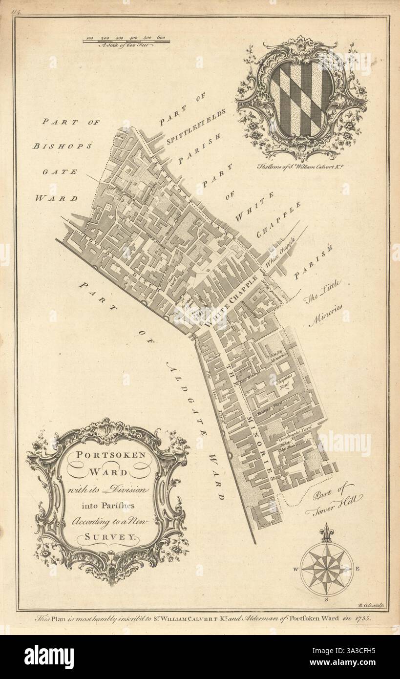 Portsoken Ward with its divisions into parishes… City of London. COLE ...