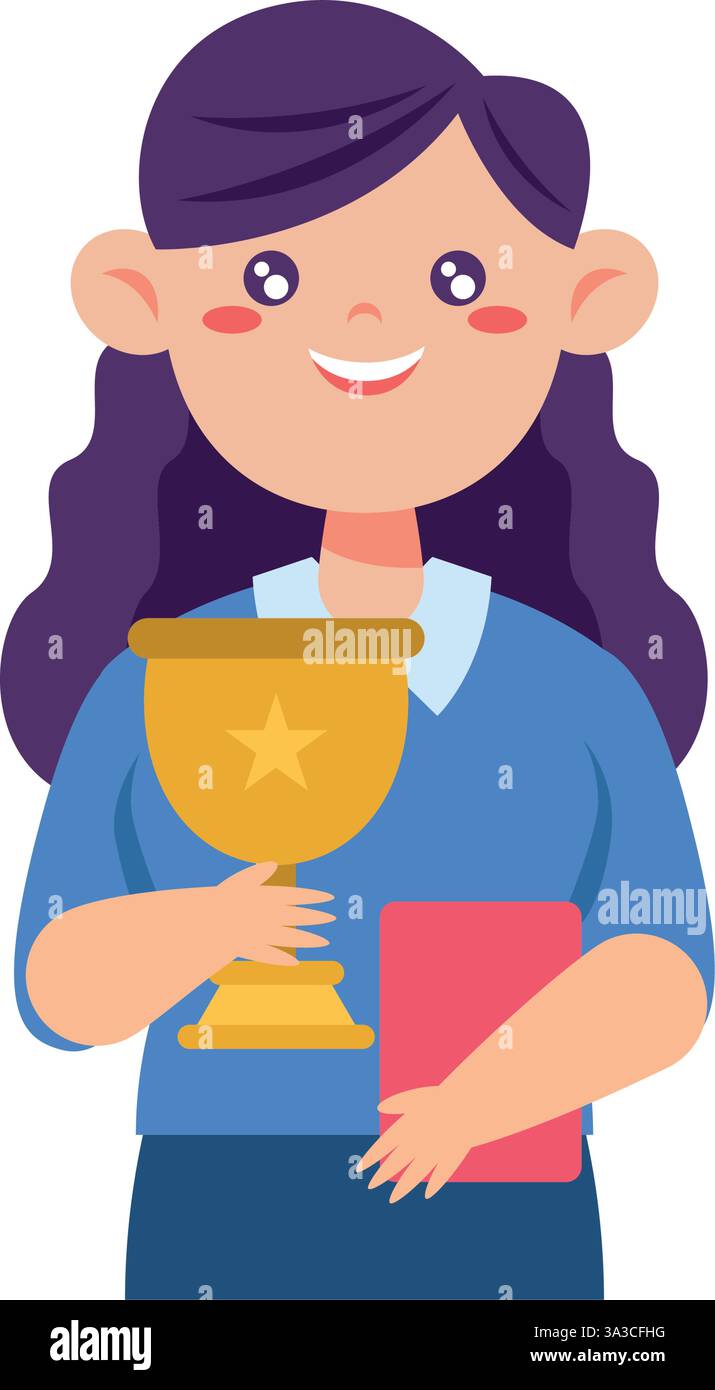 Best Student Holding Trophy Stock Vector Image & Art - Alamy