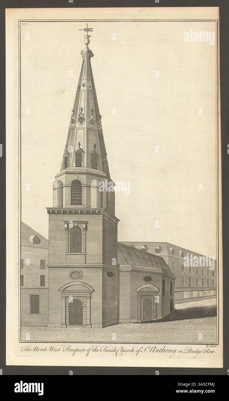 The Parish Church of St Anthony (Antholin), Budge Row by Benjamin Cole ...