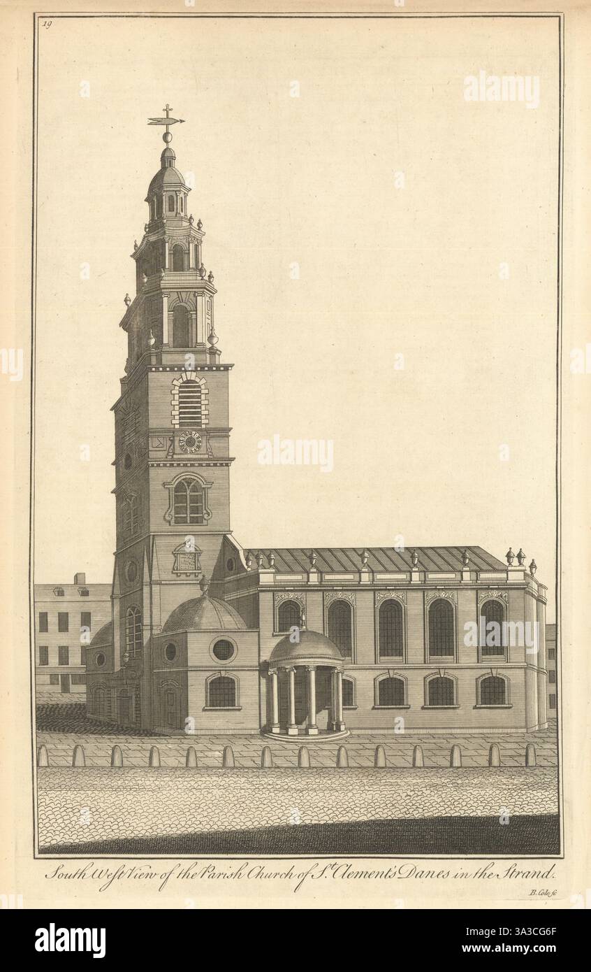 The Parish Church of St Clement's Danes in the Strand by Benjamin Cole ...