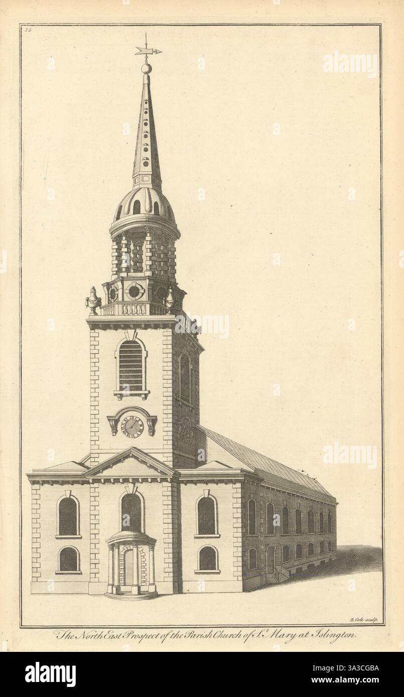 The Parish Church of St Mary at Islington by Benjamin Cole 1760 old ...