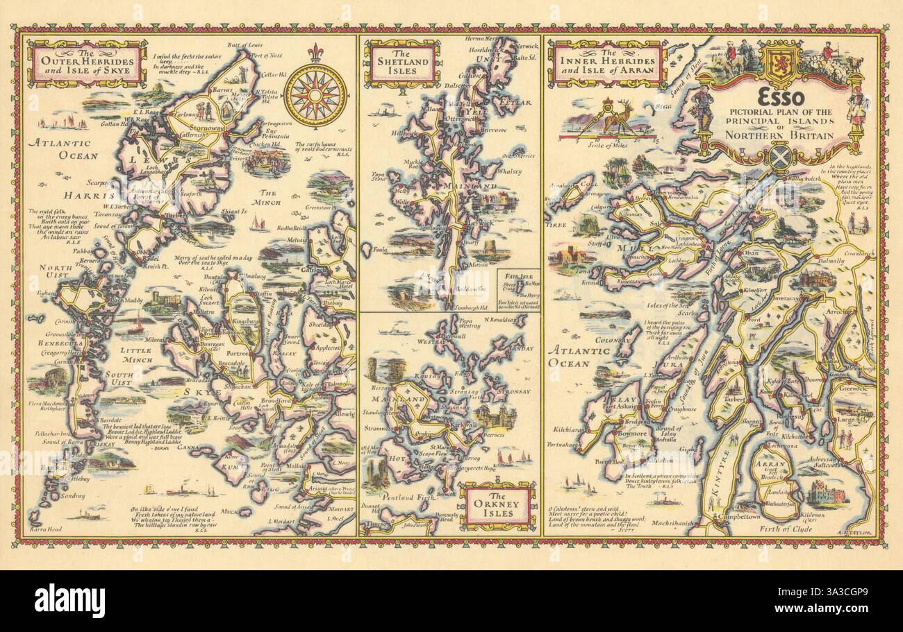 Esso pictorial plan. North Britain Islands. Skye Orkney Arran. TAYLOR ...