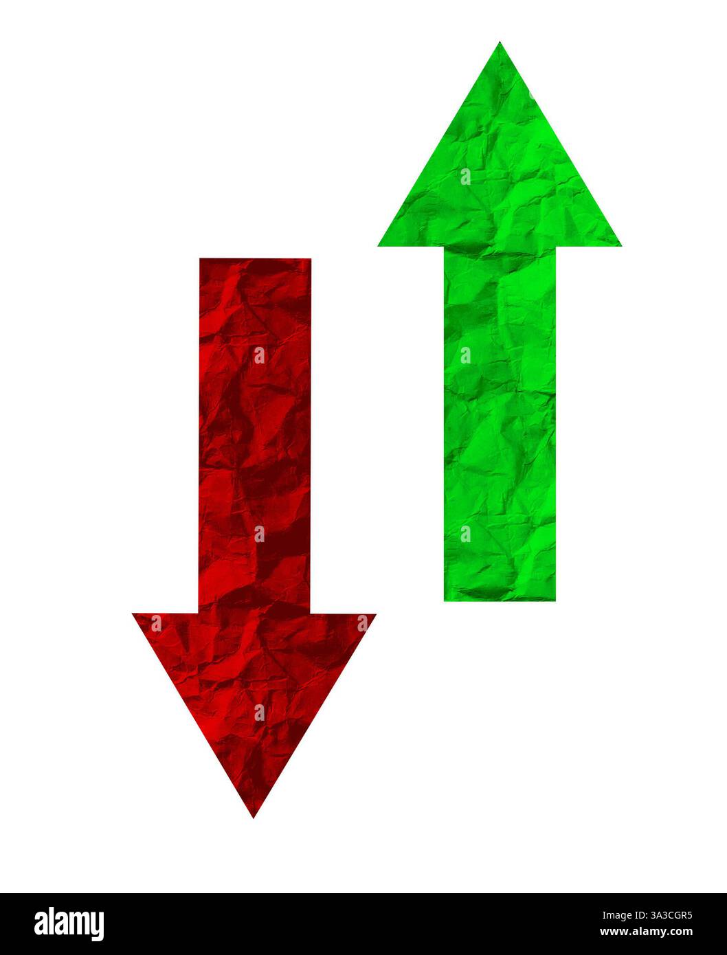 Arrow symbols pointing up and down, representing market trends and ...