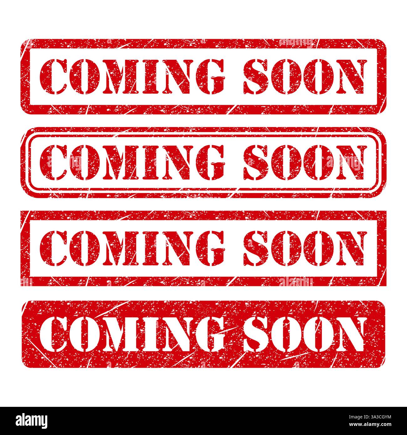 Set of coming soon stamp symbol, label sticker sign button, text banner ...