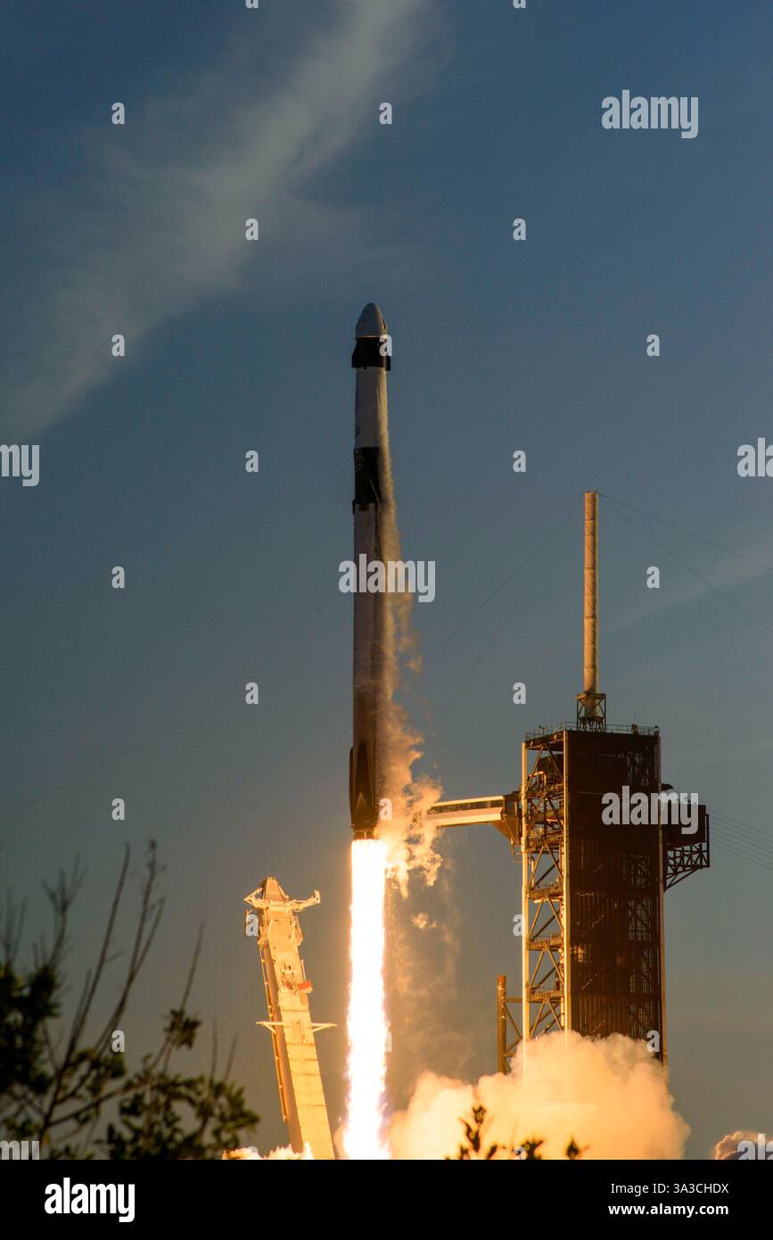 Merritt Island, Florida, USA. 14th Mar, 2025. A SpaceX Falcon 9 rocket ...
