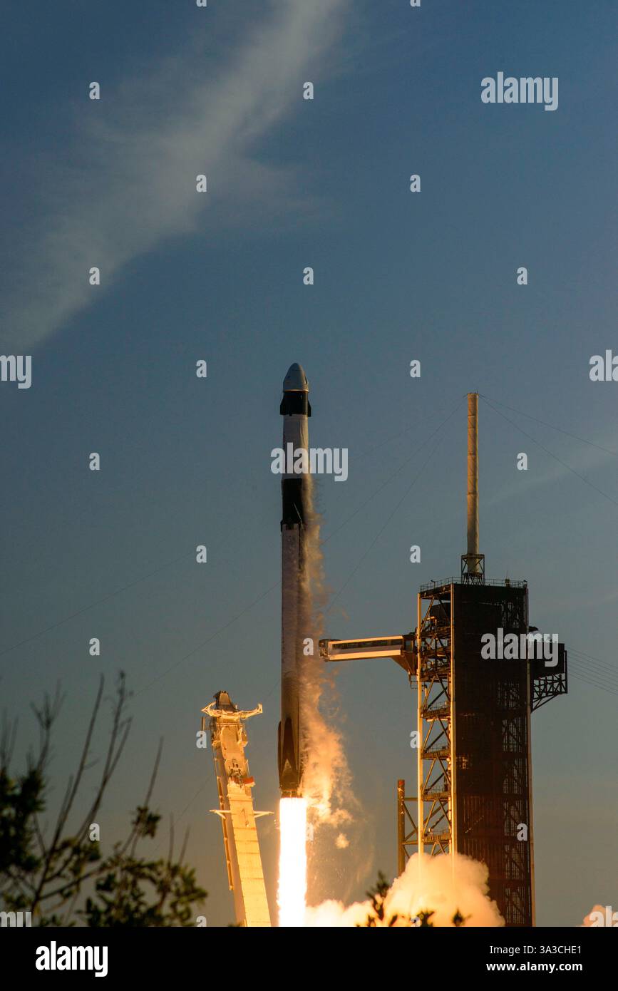 March 14, 2025, Merritt Island, Florida, USA: A SpaceX Falcon 9 rocket ...
