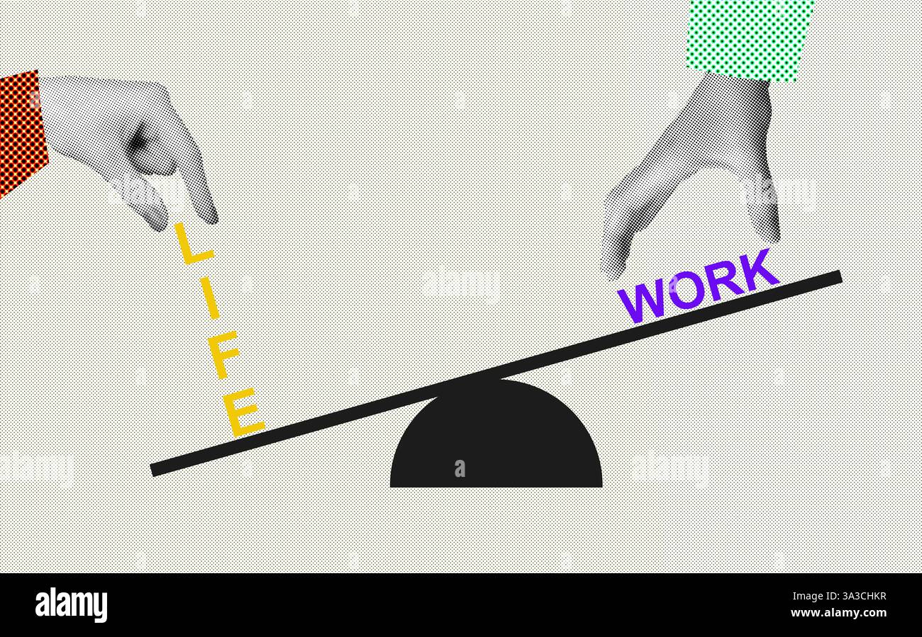 Work-life balance concept with scale symbolizing harmony between job ...