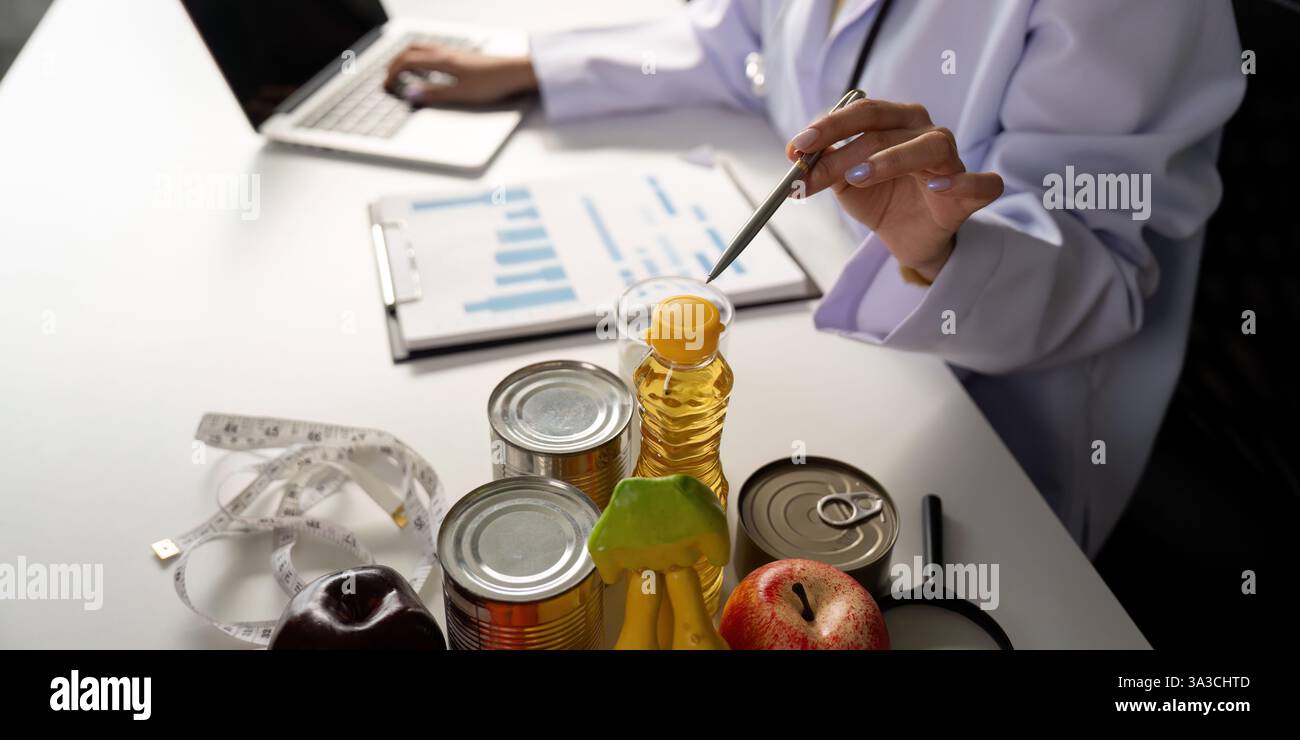 Health and Nutrition Evaluation. A healthcare expert analyzing food ...