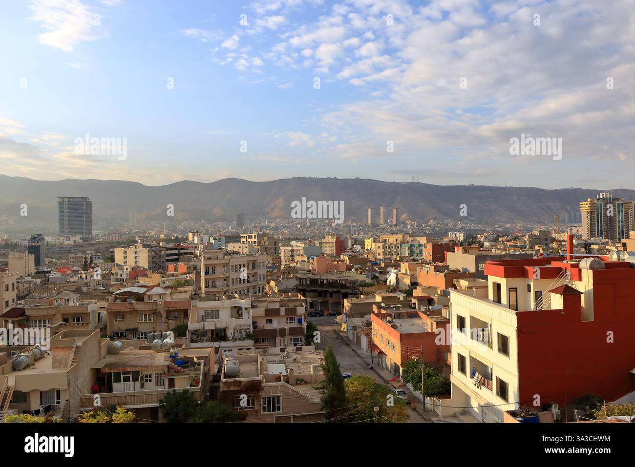 the view over the city of Duhok Dohuk in the morning, Kurdistan, Iraq ...