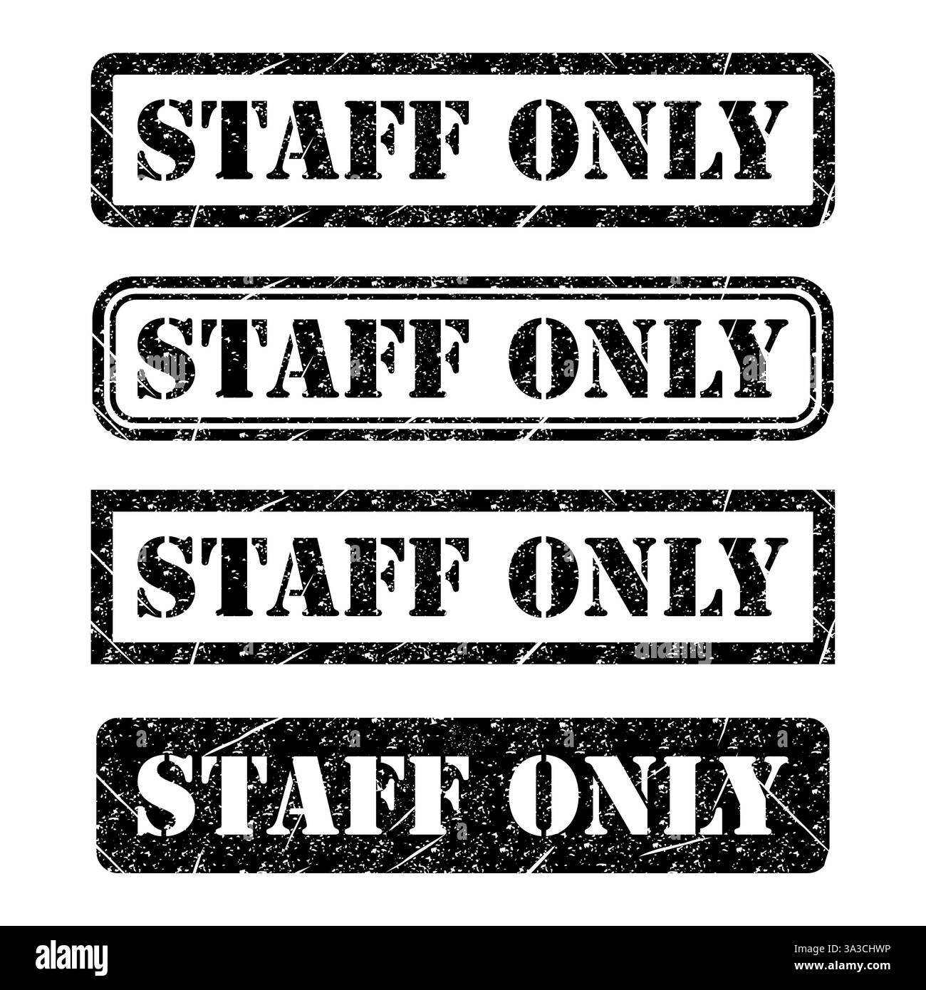 Set of Only staff icon, danger zone symbol, safety entry person sign ...