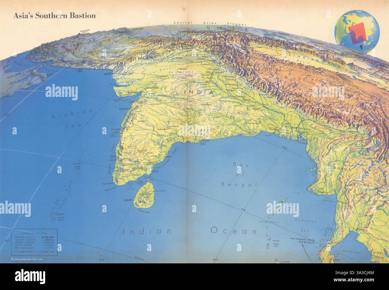 Asia's Southern Bastion by Richard Edes Harrison. Cold war geostrategic ...