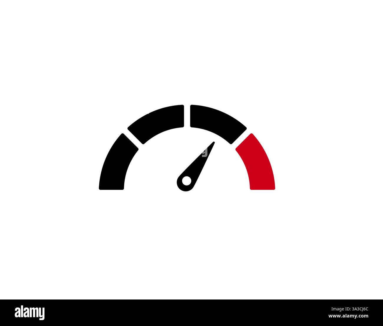 Speedometer showing high speed with clear bold scale markings and bright red accents Stock ...