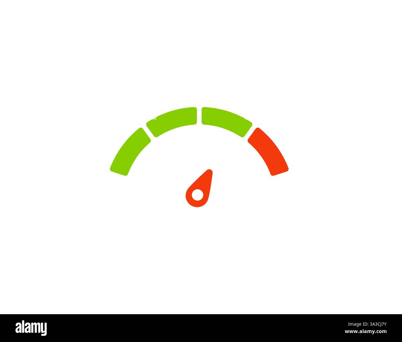 Colorful speedometer gauge with green and red sections indicating speed ...