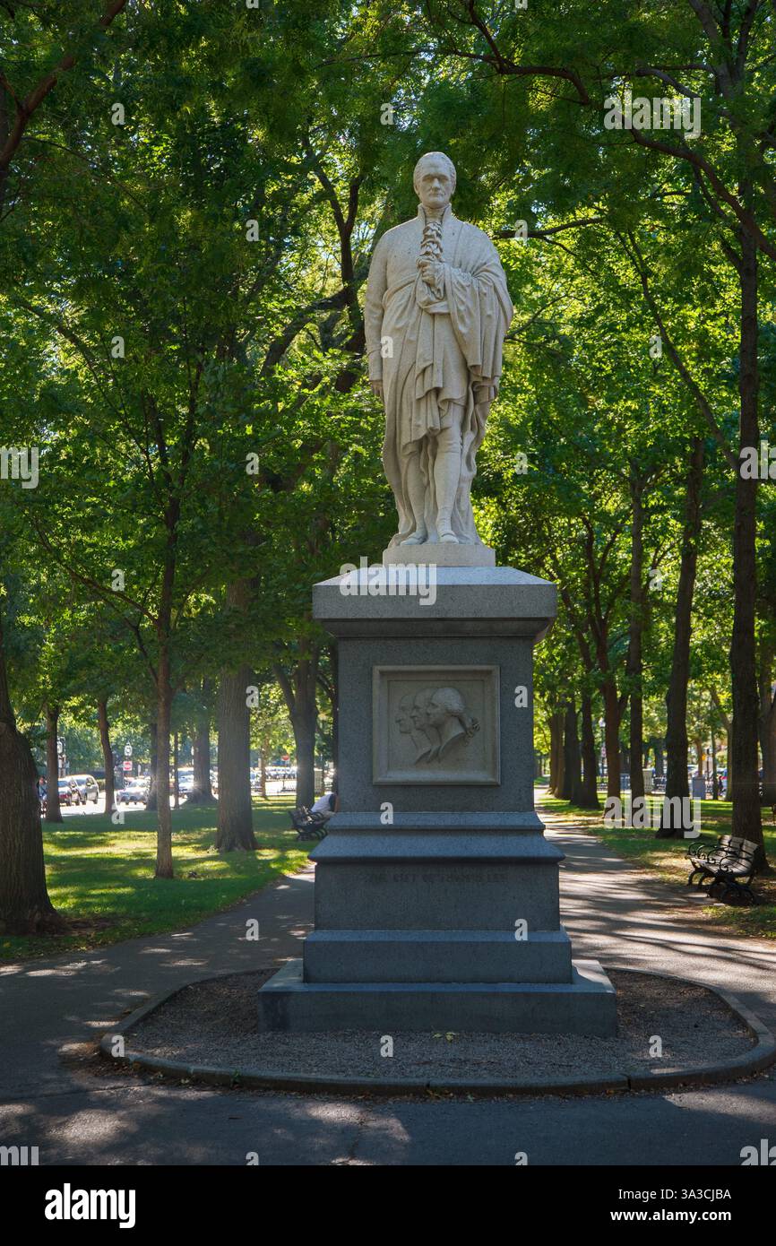 The Alexander Hamilton statue at Commonwealth mall, Back Bay, Boston ...